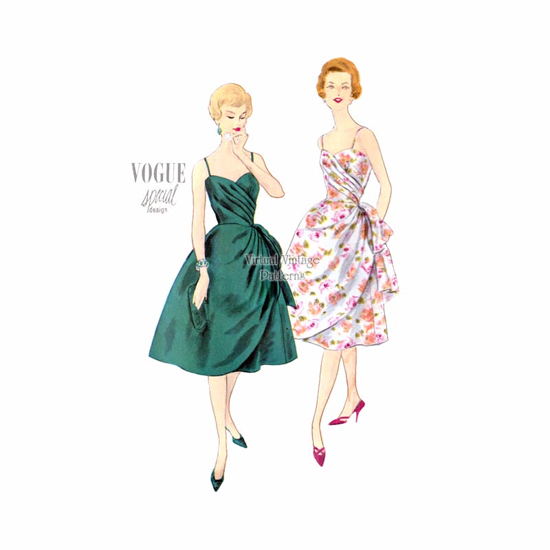 1950s Cocktail Dress Pattern, Vogue 4010, Bust 36
