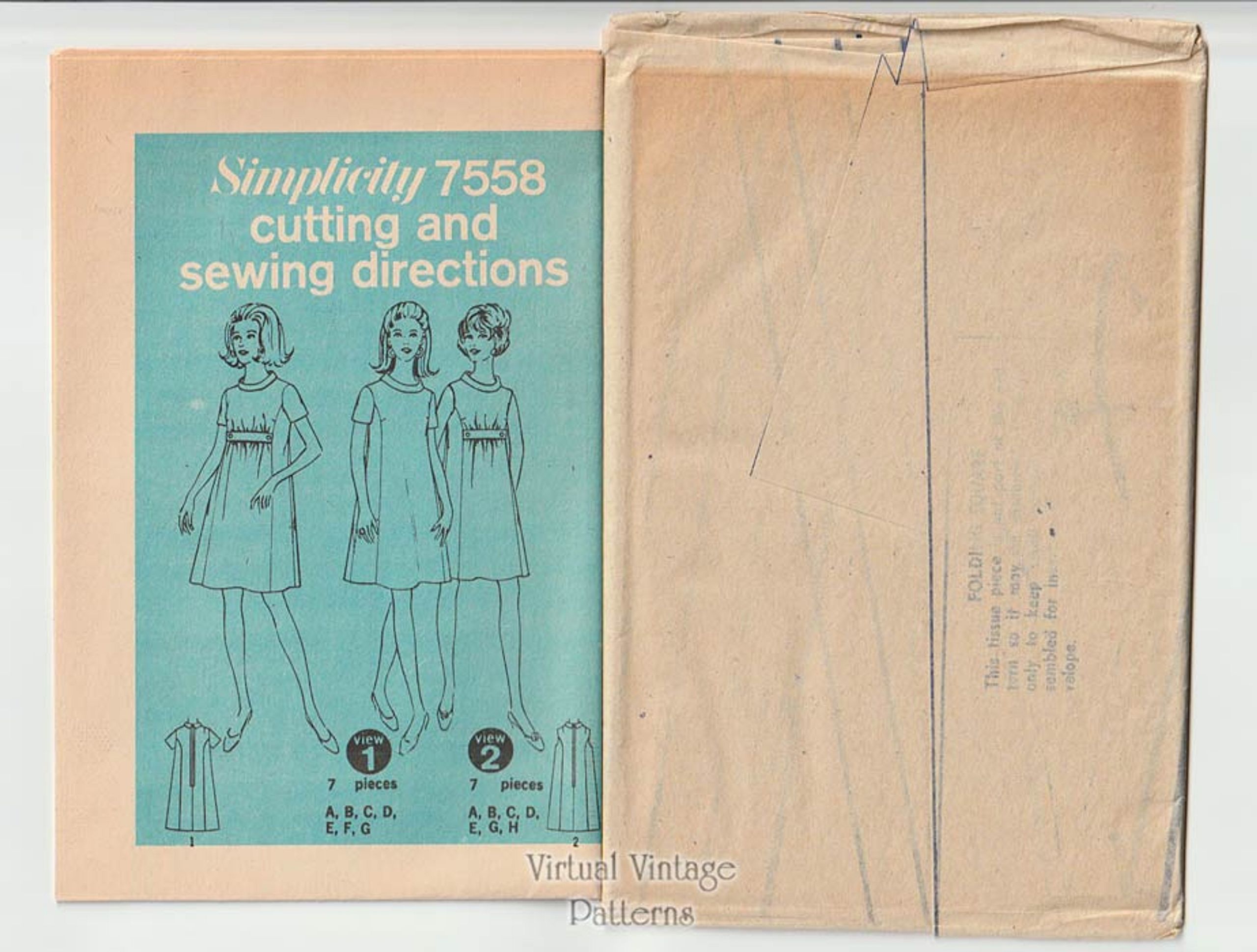 Sleeveless Maternity Dress Pattern, Simplicity 7558, Bust 34