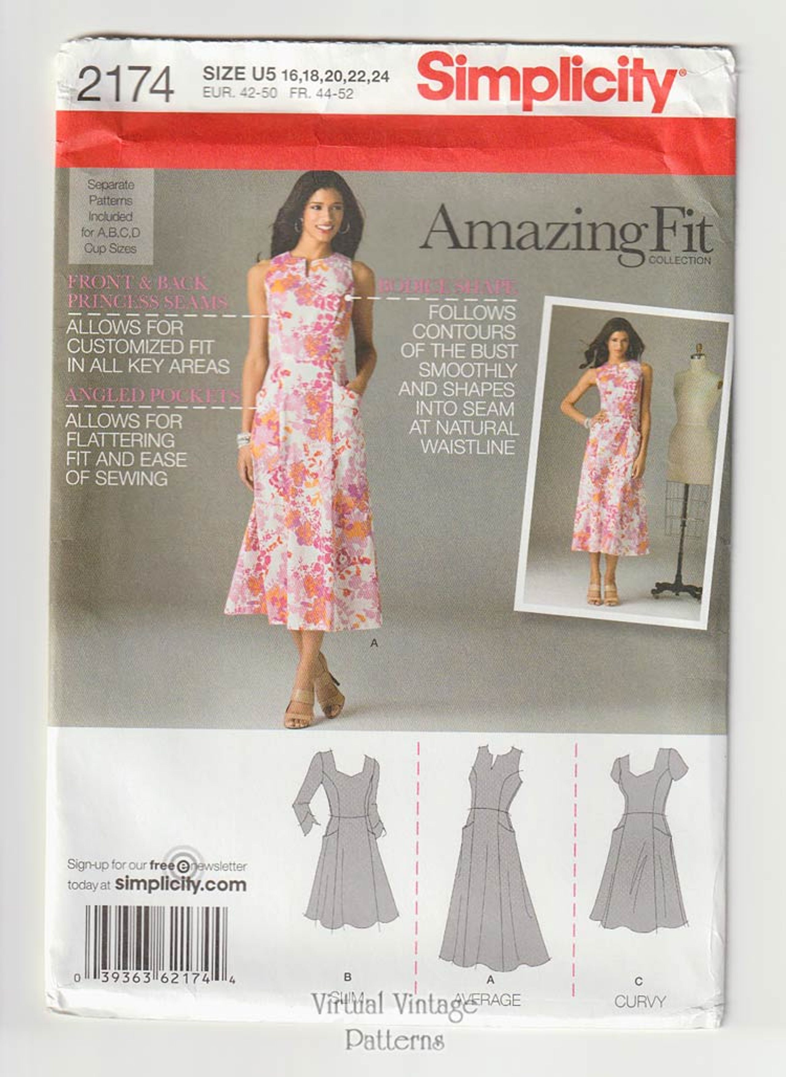 Amazing Fit Sundress Pattern, Simplicity 2174, 16-24