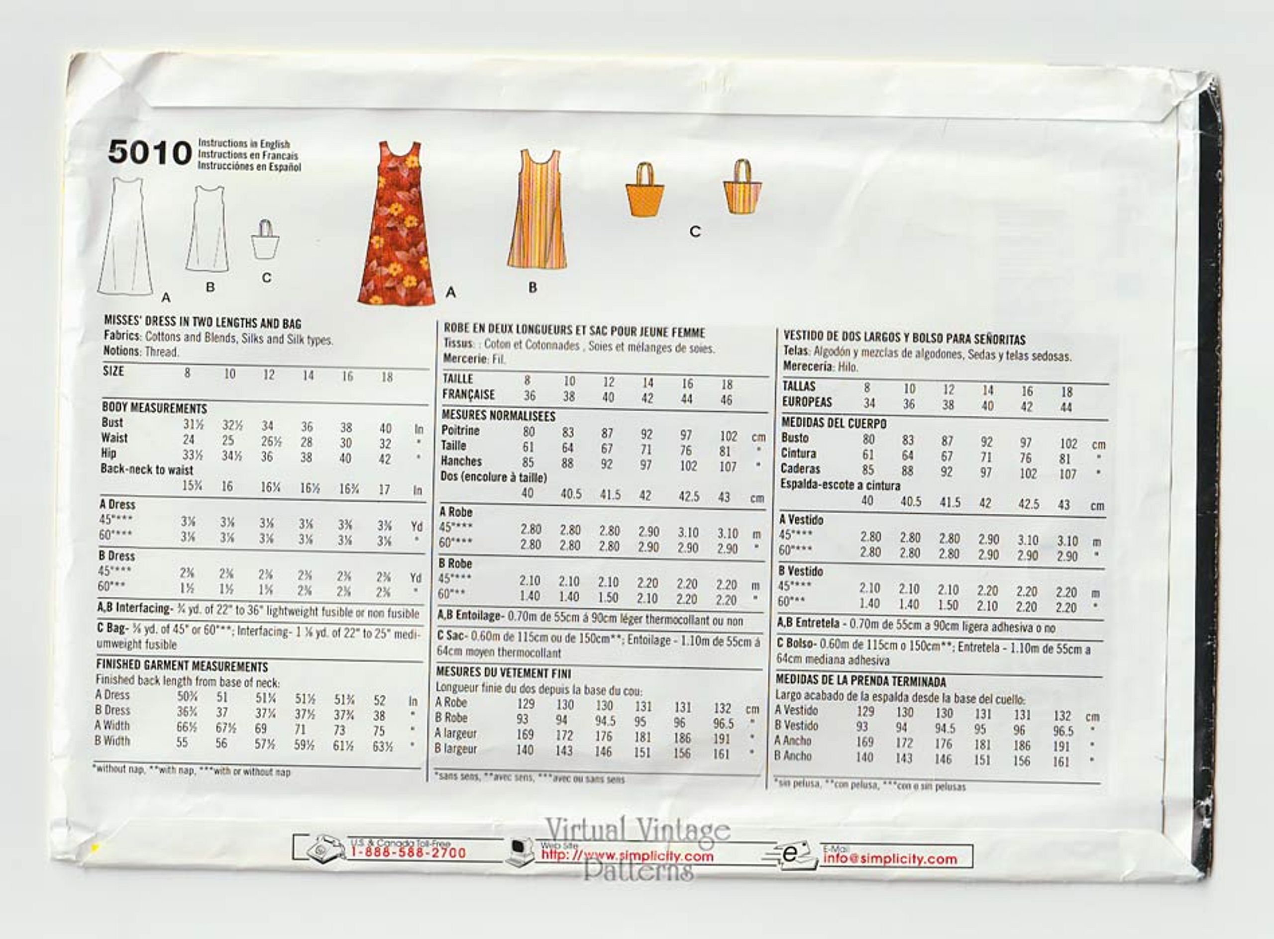 Easy Summer Dress Pattern with Tote, Simplicity 5010, 8-18