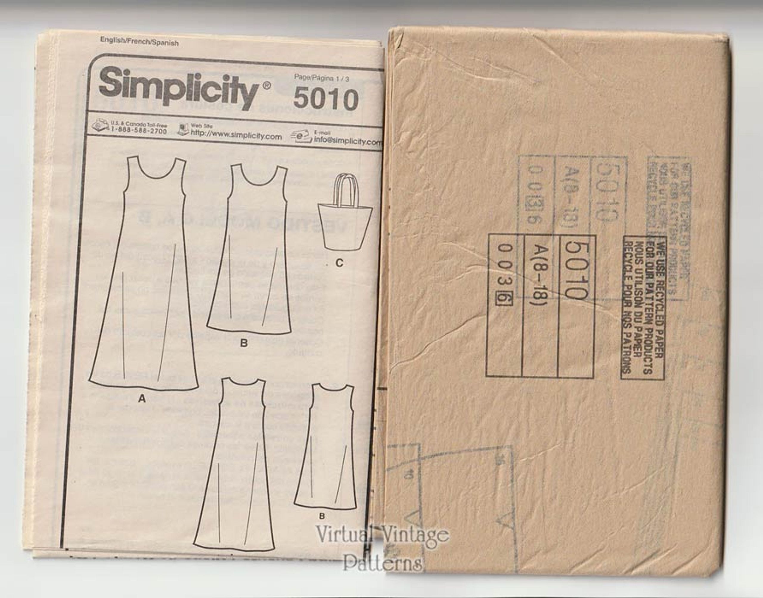 Easy Summer Dress Pattern with Tote, Simplicity 5010, 8-18