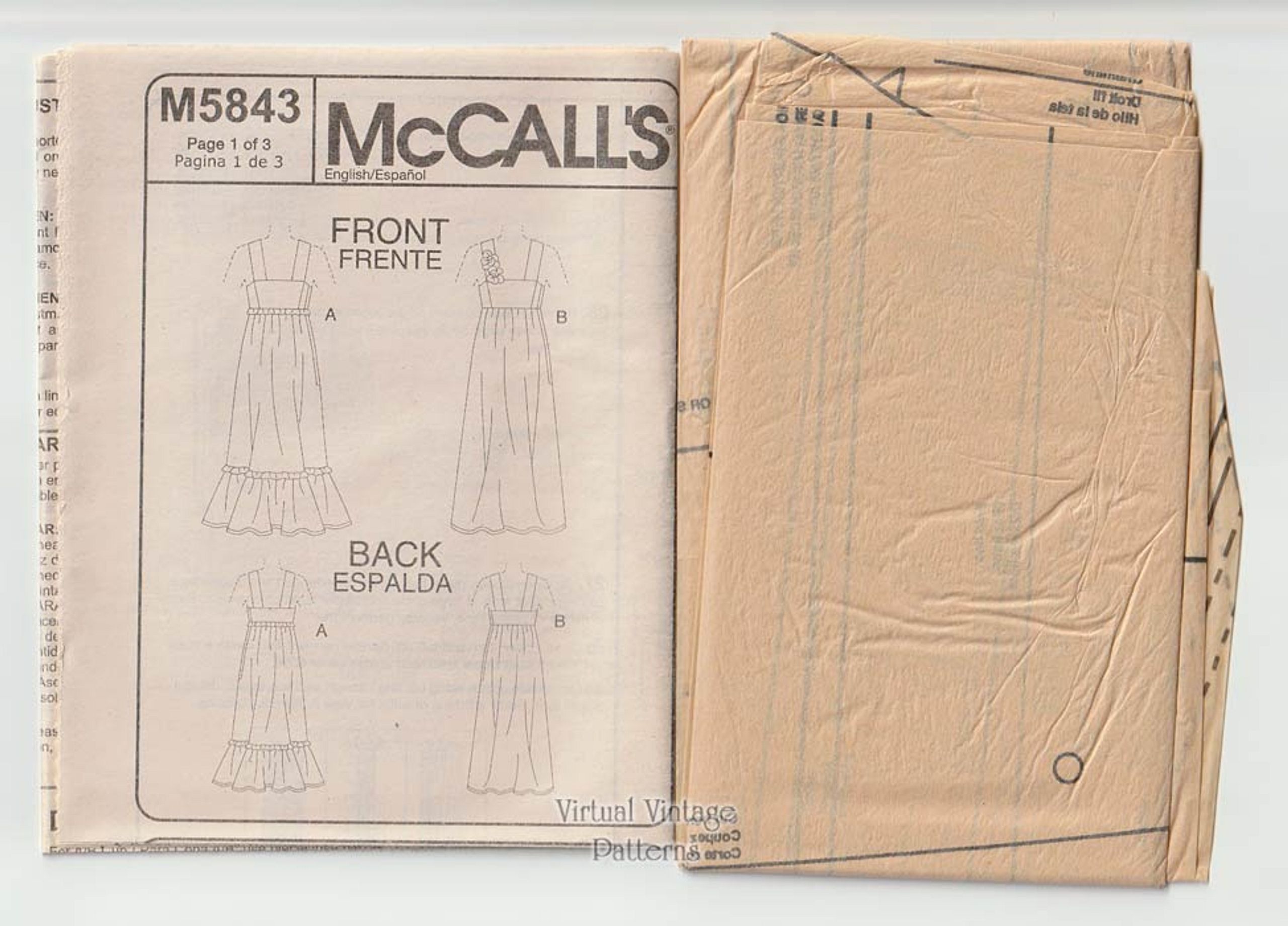 Empire Waist Sundress Pattern, McCall's M5843, 6-12