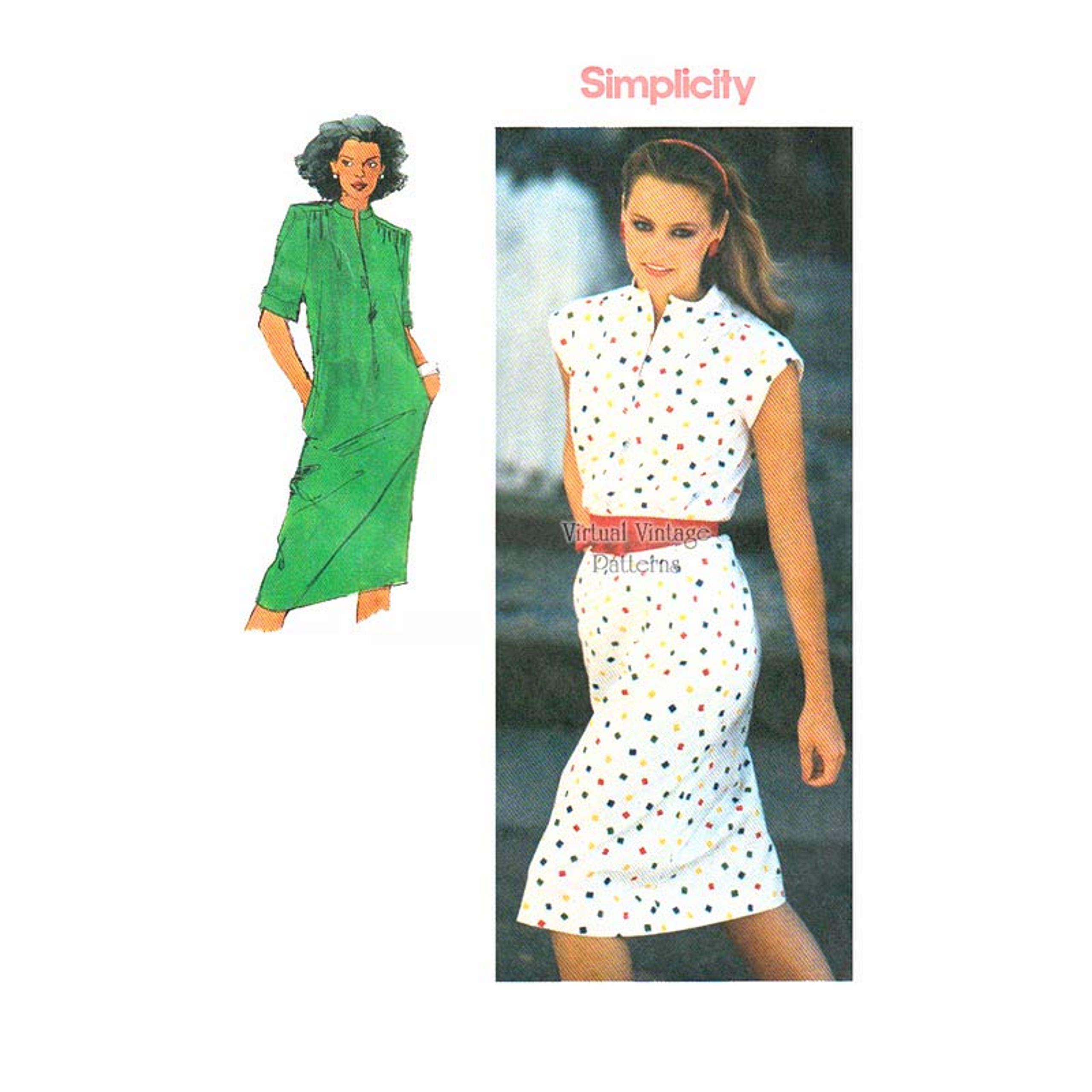 1980s Dress Sewing Pattern, Simplicity 9443, 18-20
