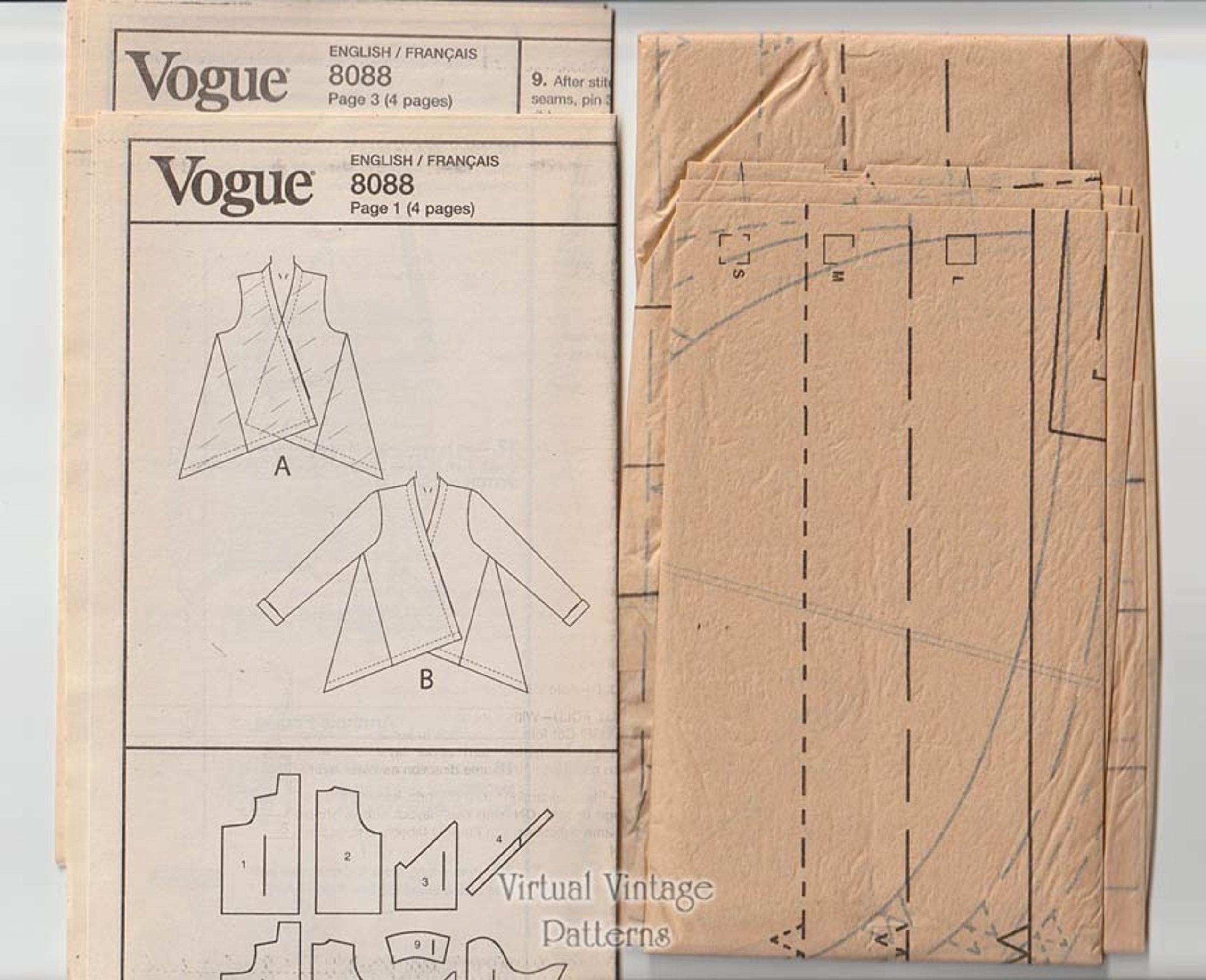 Marcy Tilton Vogue Pattern V8088, Jacket & Vest, S M L