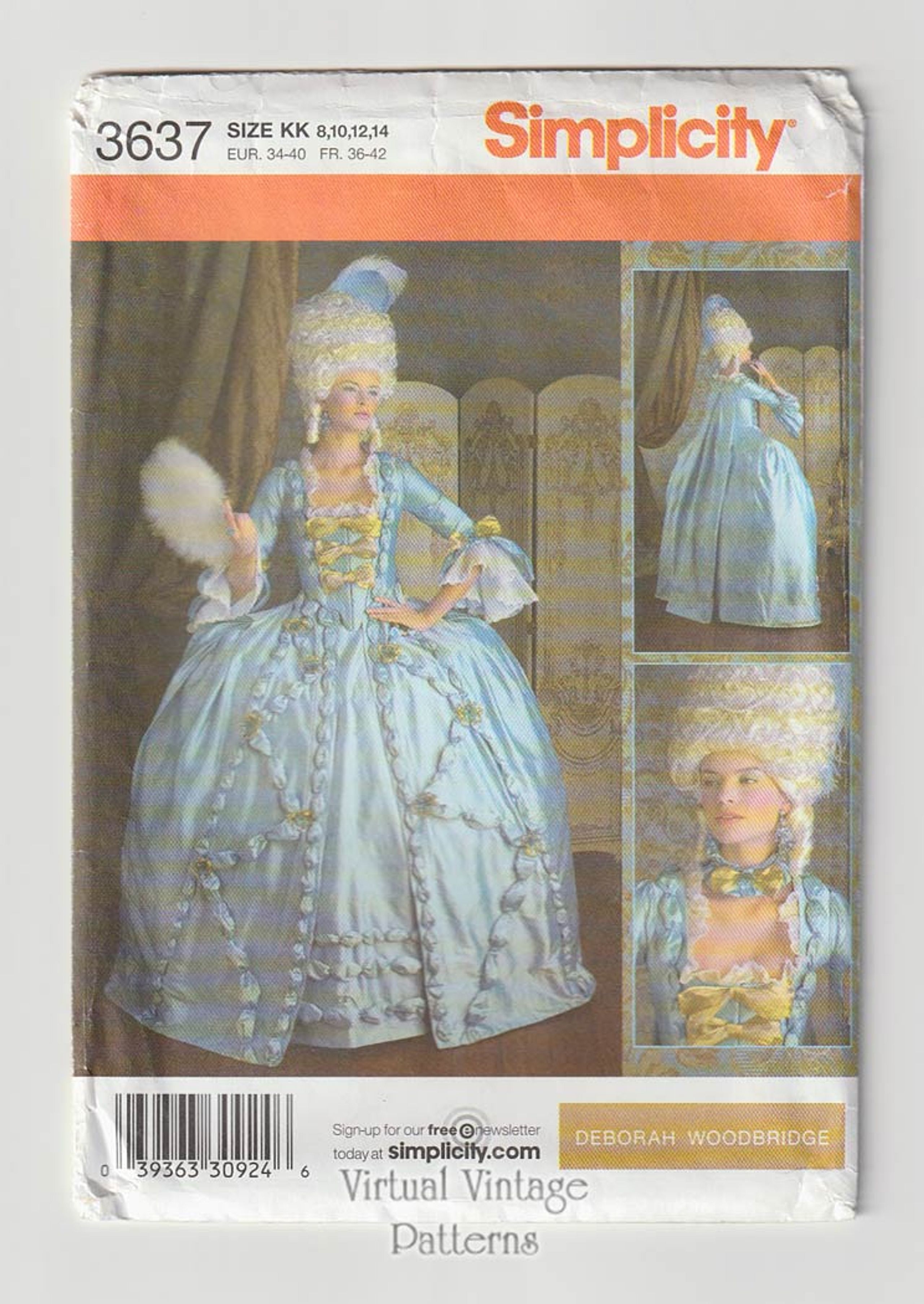 Simplicity 3637, 18th Century Ballgown Sewing Pattern