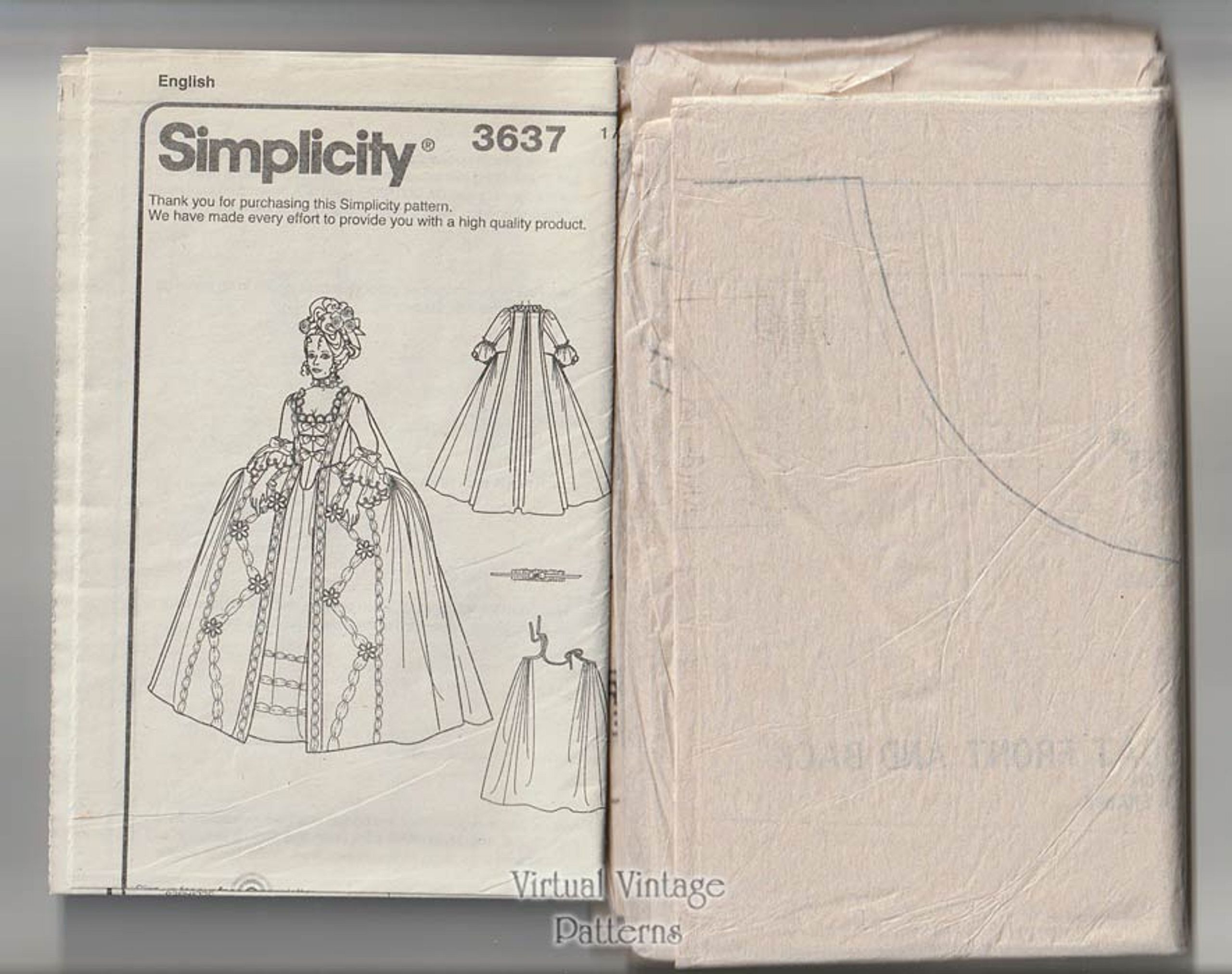 Simplicity 3637, 18th Century Ballgown Sewing Pattern