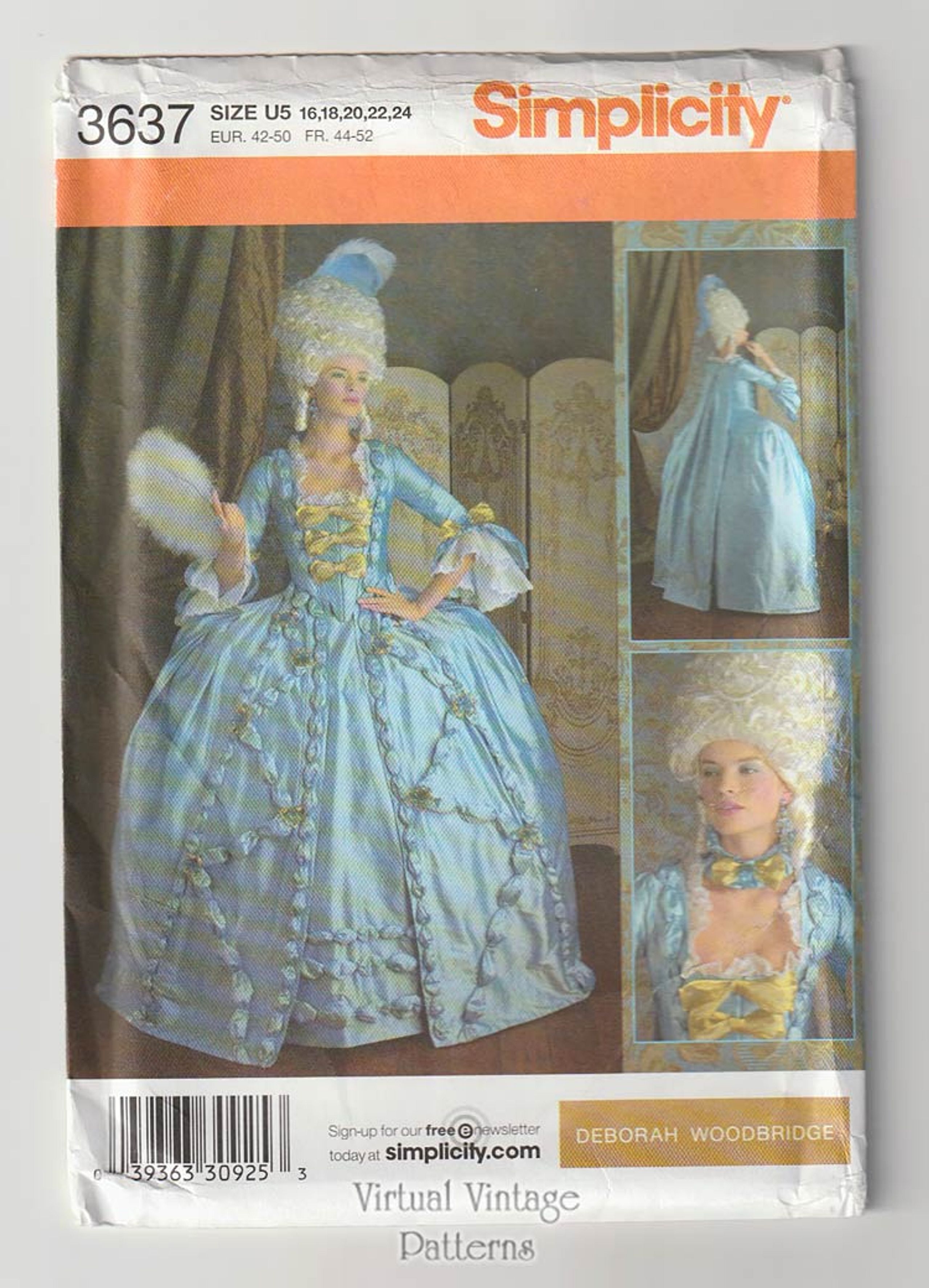 Simplicity 3637, 18th Century Ballgown Sewing Pattern