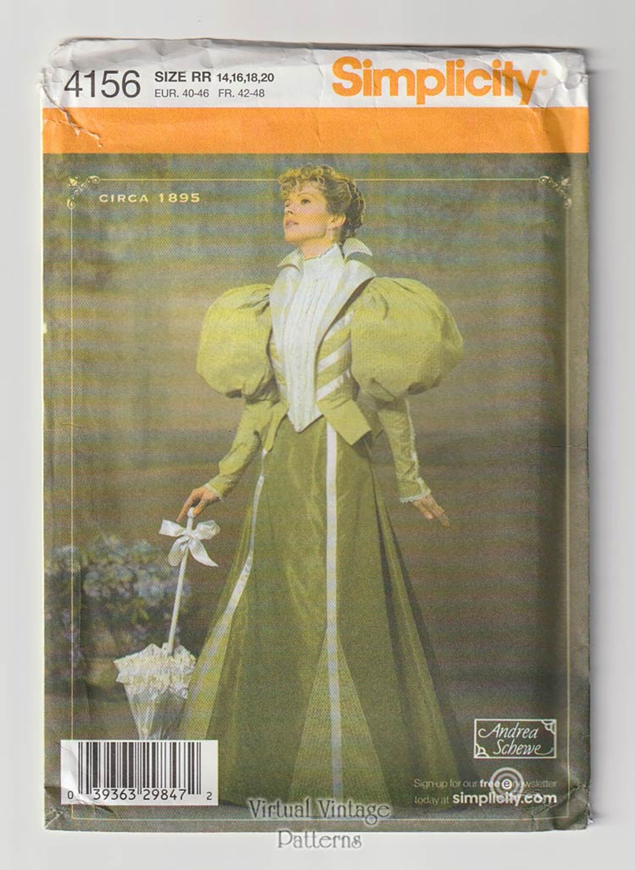 1890s Victorian Dress Pattern, Simplicity 4156