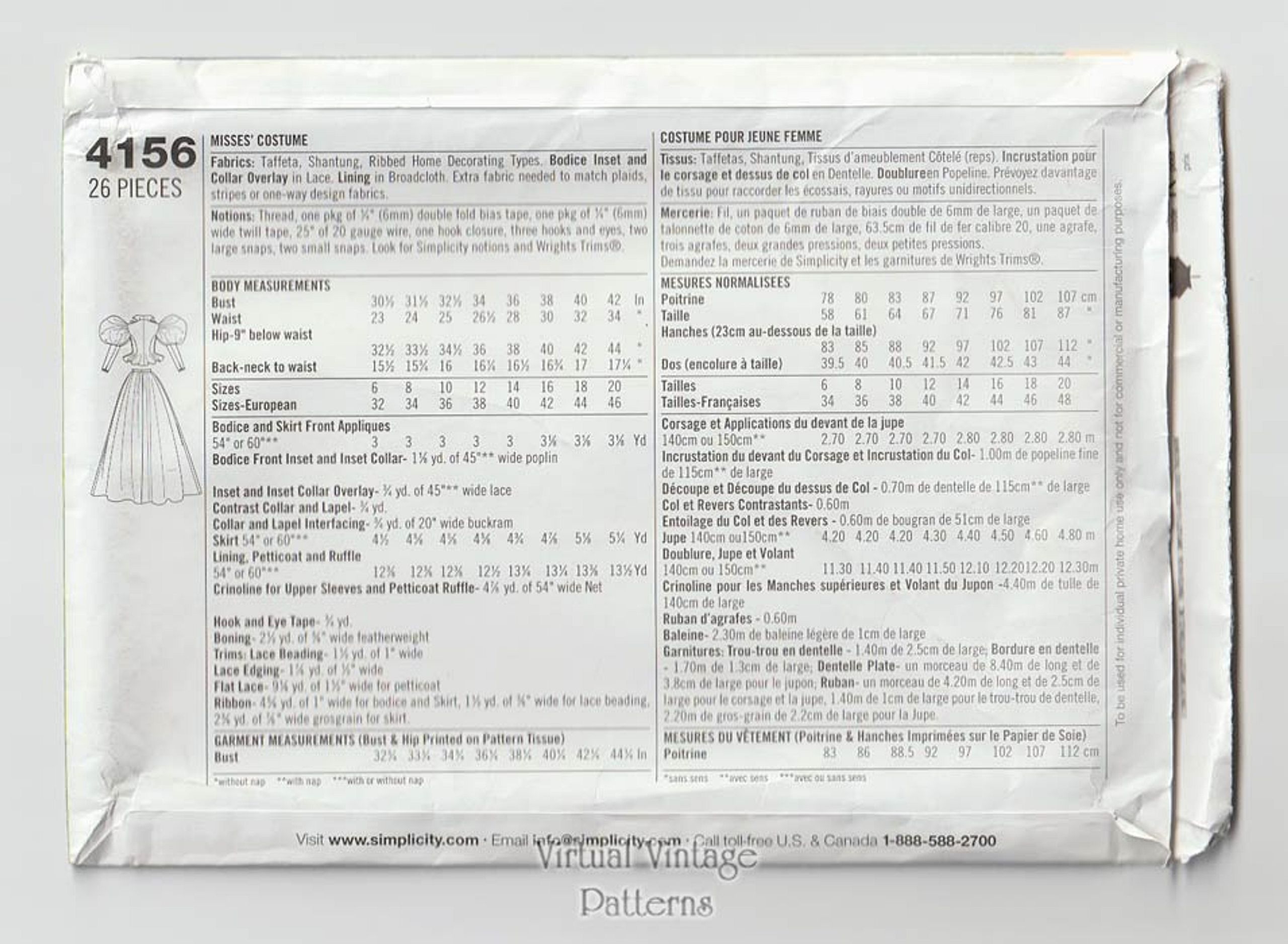 1890s Victorian Dress Pattern, Simplicity 4156