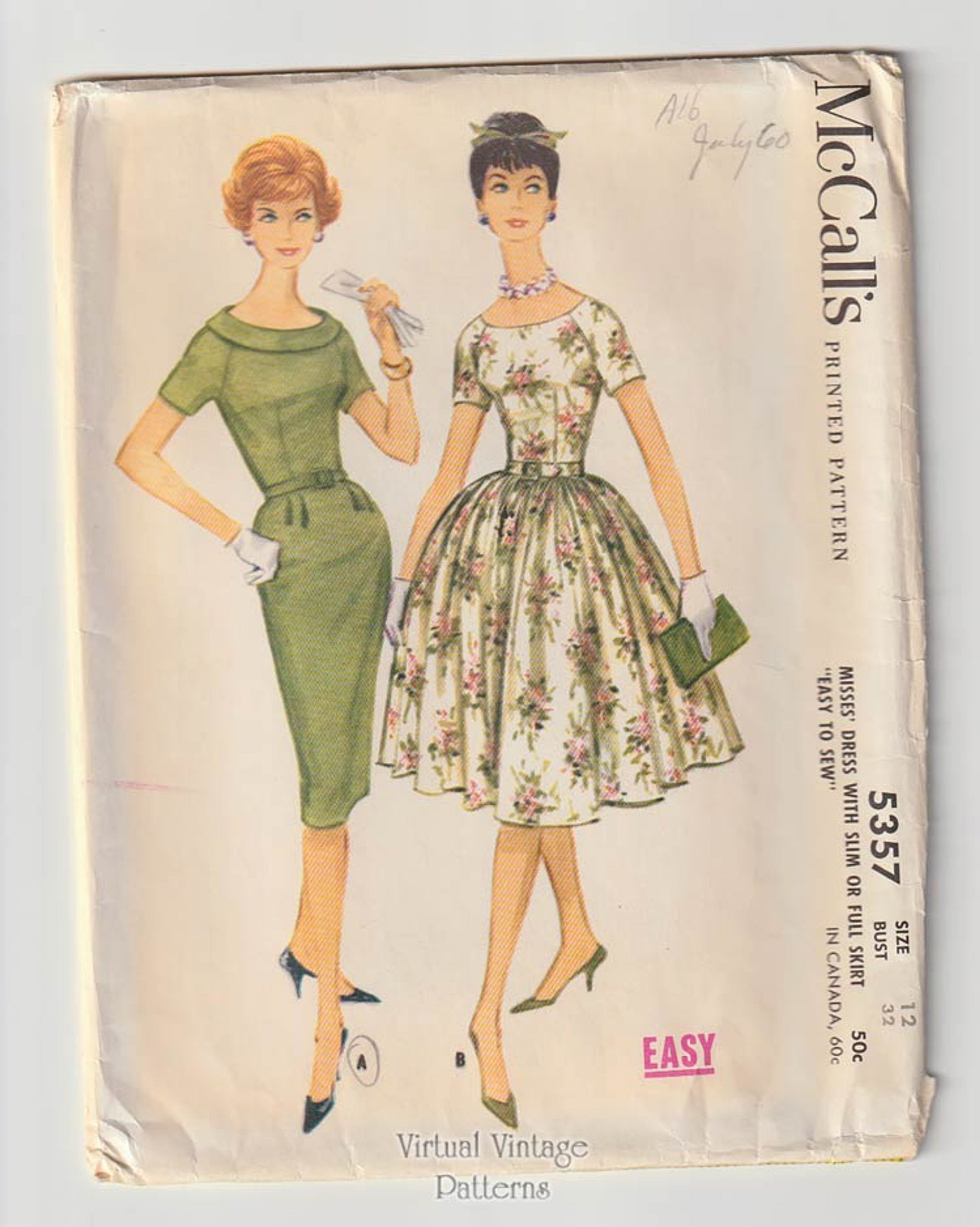 Easy Full Skirt or Sheath Dress Pattern, McCall's 5357