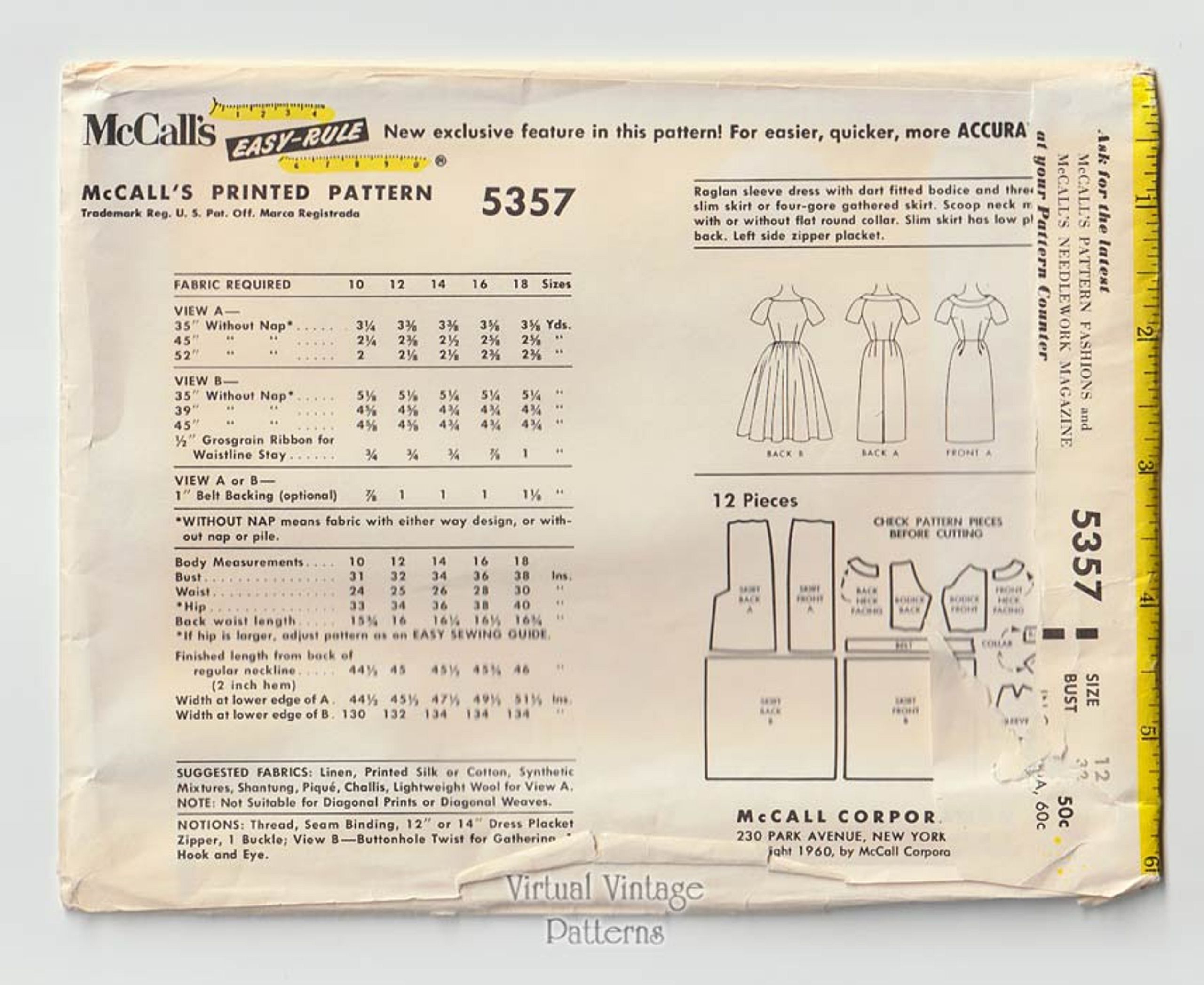 Easy Full Skirt or Sheath Dress Pattern, McCall's 5357